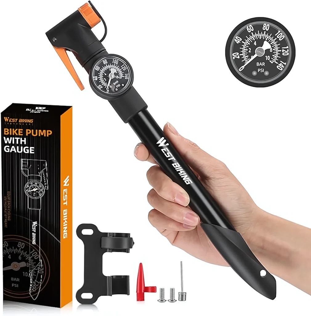 Pump For Electric Scooter, E-Bike With Gauge